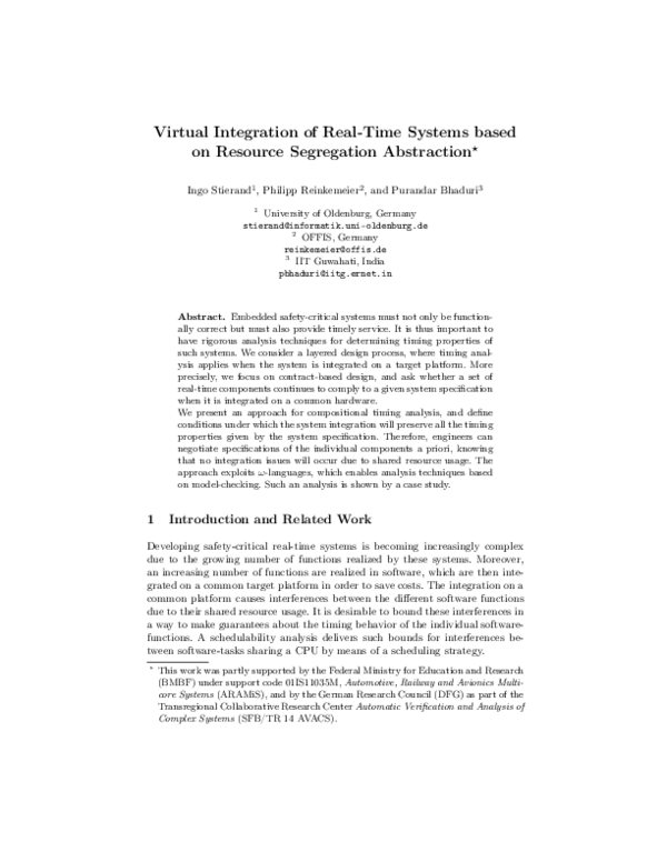 (PDF) Virtual Integration of Real-Time Systems Based on Resource ...