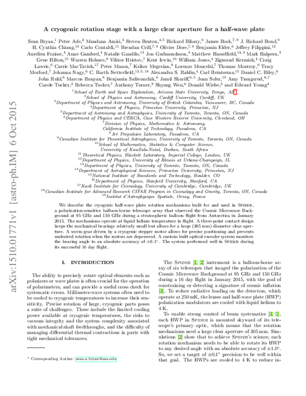 (PDF) A cryogenic rotation stage with a large clear aperture for the ...