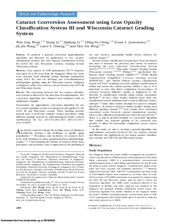 (PDF) Cataract Conversion Assessment using Lens Opacity Classification ...