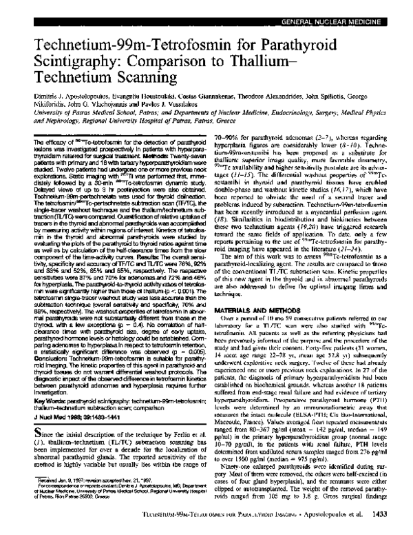 (PDF) GENERAL NUCLEAR MEDICINE Technetium-99m-Tetrofosmin for ...