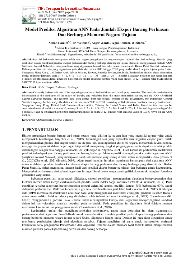(PDF) Model Prediksi Algoritma ANN Pada Jumlah Ekspor Barang Perhiasan ...