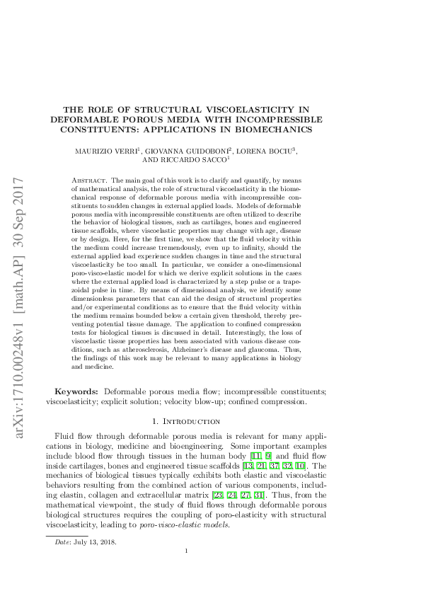 (PDF) The role of structural viscoelasticity in deformable porous media ...