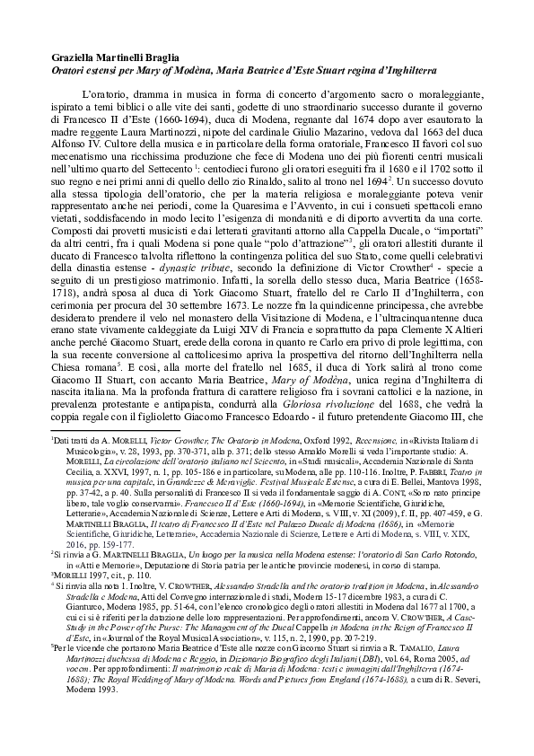 (PDF) Oratori estensi per Mary of Modèna, Maria Beatrice d’Este Stuart ...