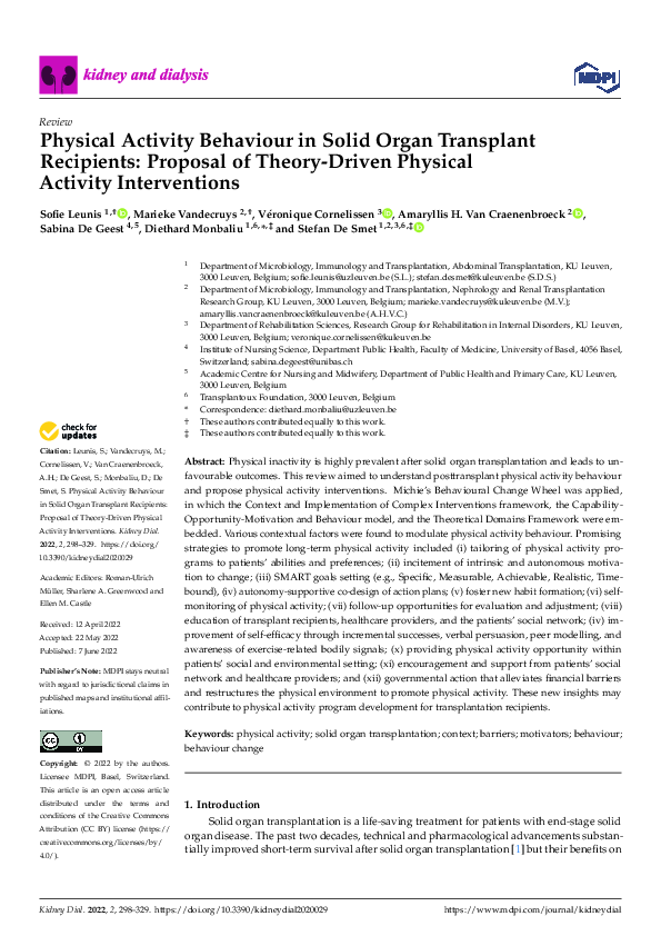 (PDF) Physical Activity Behaviour in Solid Organ Transplant Recipients ...