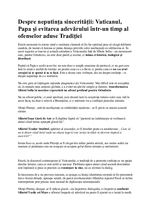 (PDF) Despre neputința sincerității: Vaticanul, Papa și evitarea ...