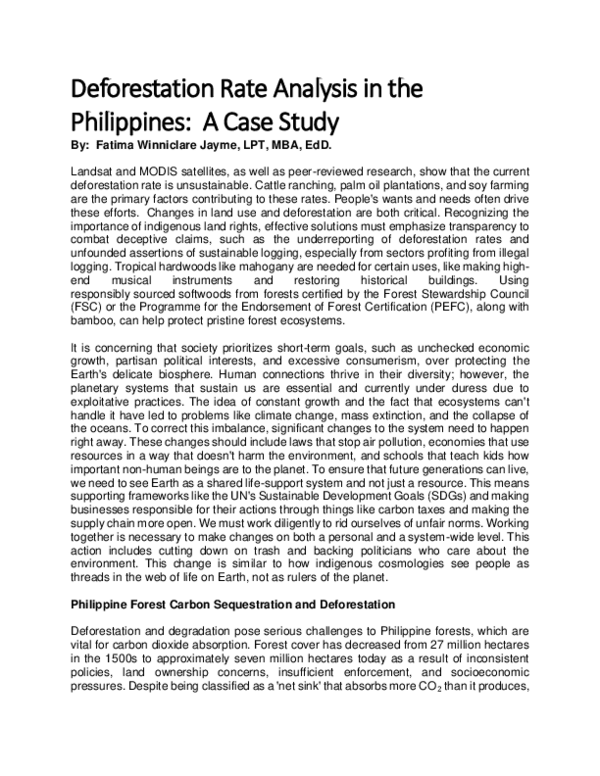 (PDF) Deforestation Rate Analysis in the Philippines: A Case Study