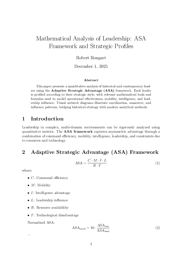 (PDF) Mathematical Analysis of Leadership: ASA Framework and Strategic ...