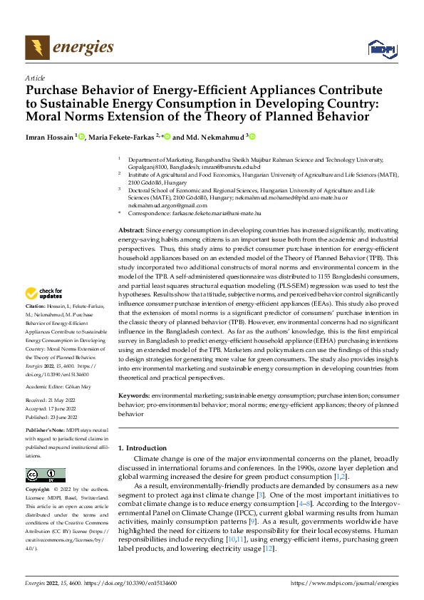 (PDF) Purchase Behavior of Energy-Efficient Appliances Contribute to ...