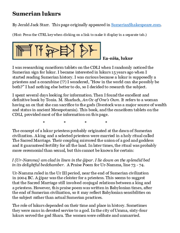(PDF) Sumerian Lukurs