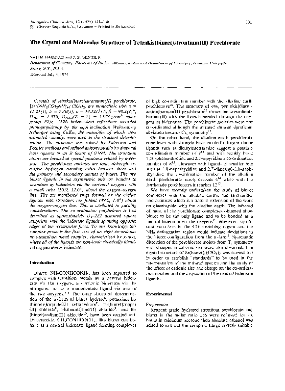 (PDF) The crystal and molecular structure of tetrakis(biuret)strontium ...