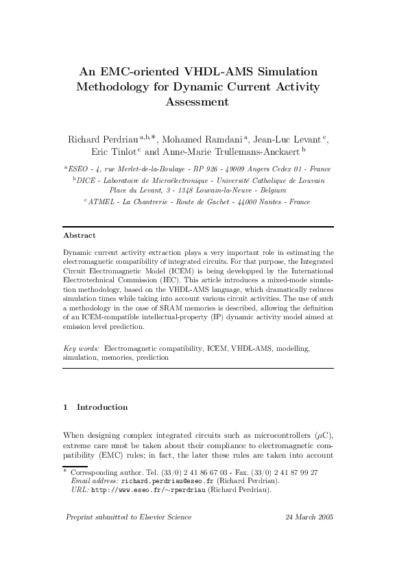 (PDF) An EMC-oriented VHDL-AMS simulation methodology for dynamic ...