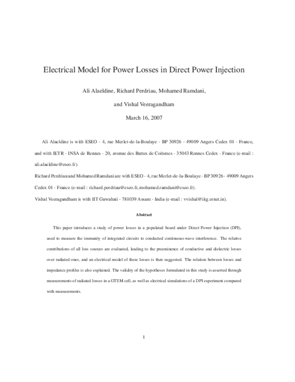 (PDF) Electrical model for power losses in direct power injection