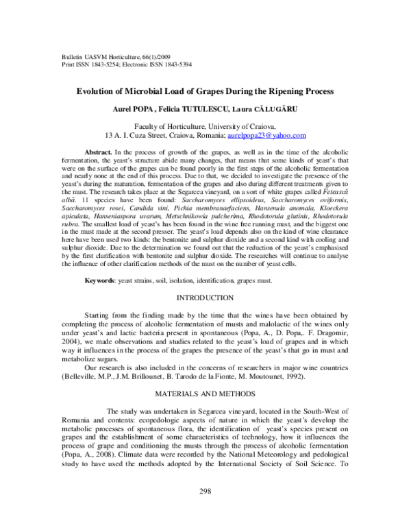 (PDF) Evolution of Microbial Load of Grapes During the Ripening Process