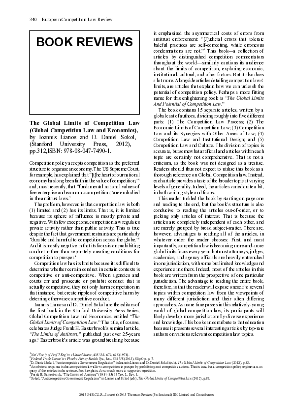 (PDF) Book Review: The Global Limits of Competition Law (Global ...