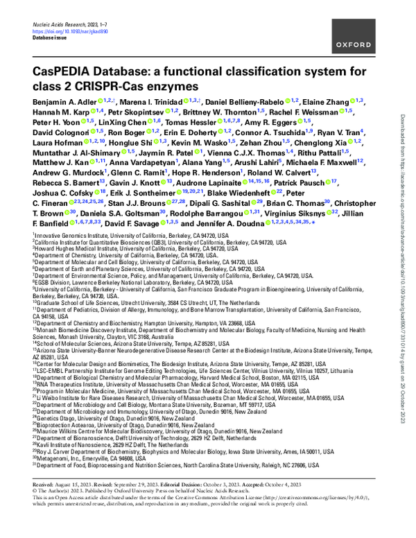 (PDF) CasPEDIA Database: A Functional Classification System for Class 2 ...