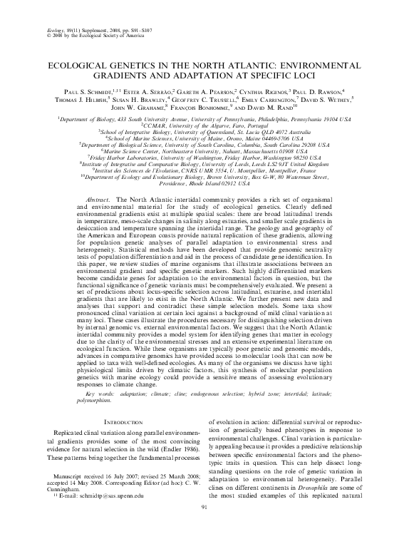 (PDF) Ecological Genetics in the North Atlantic: Environmental ...