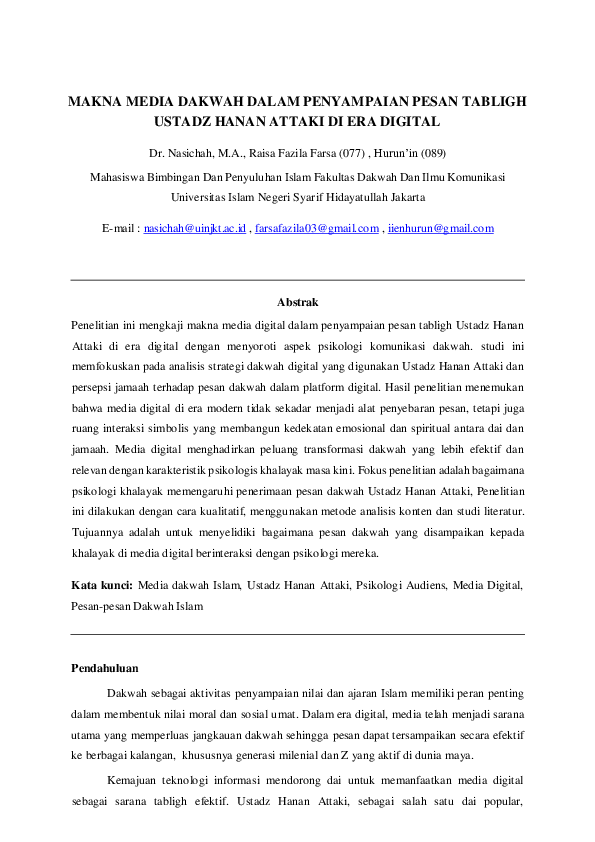 (PDF) MAKNA MEDIA DAKWAH DALAM PENYAMPAIAN PESAN TABLIGH USTADZ HANAN ...
