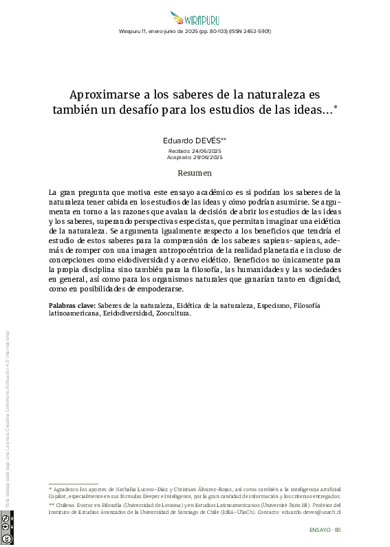 (PDF) Aproximarse a los saberes de la naturaleza es también un desafío ...
