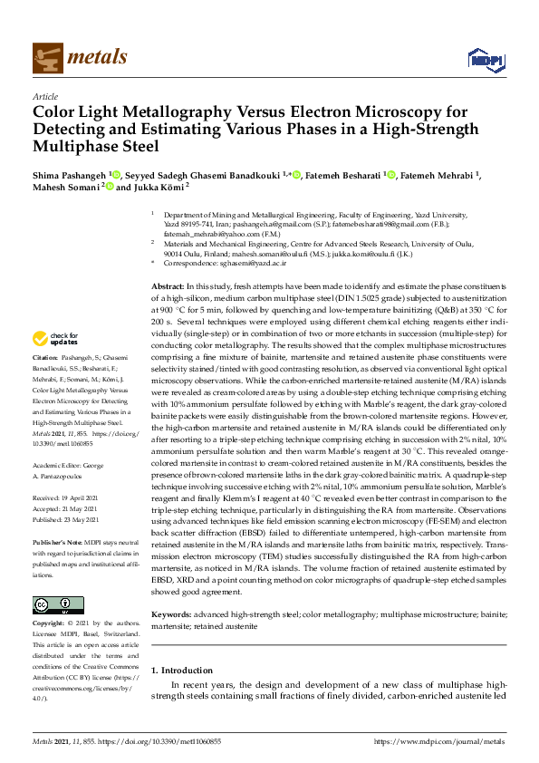 (PDF) Color Light Metallography Versus Electron Microscopy for ...