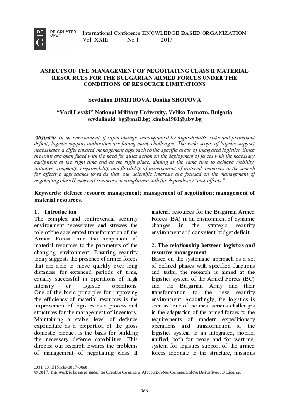 (PDF) Aspects of the Management of Negotiating Class II Material ...