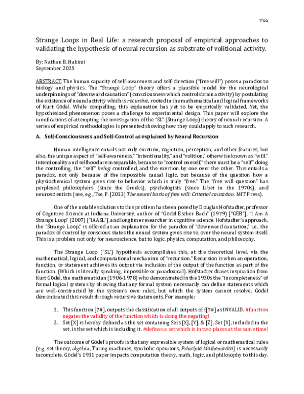 (PDF) "Strange Loops in Real Life:" a proposal of empirical approaches ...