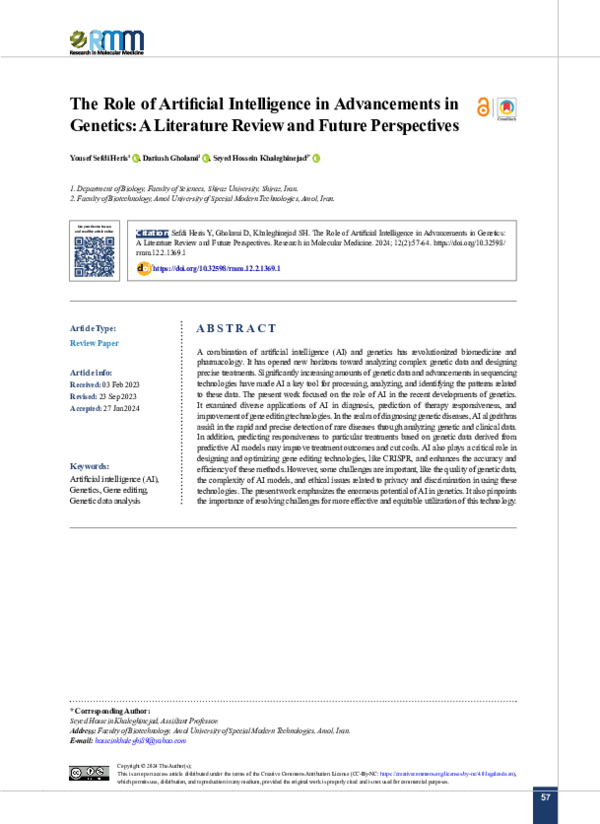 (PDF) The Role of Artificial Intelligence in Advancements in Genetics ...