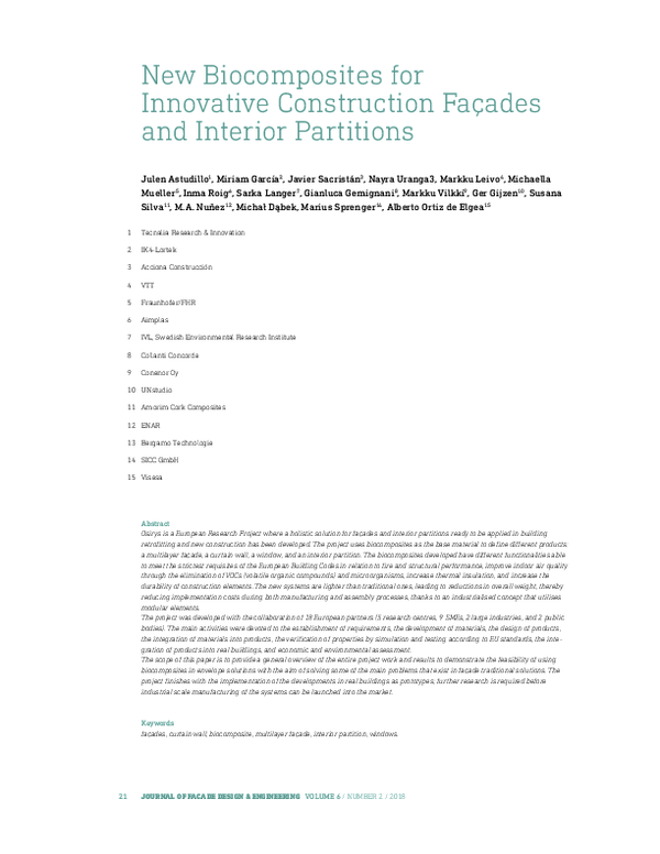 (PDF) New Biocomposites for Innovative Construction Facades and ...
