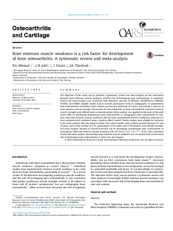 (PDF) Knee extensor muscle weakness is a risk factor for development of ...