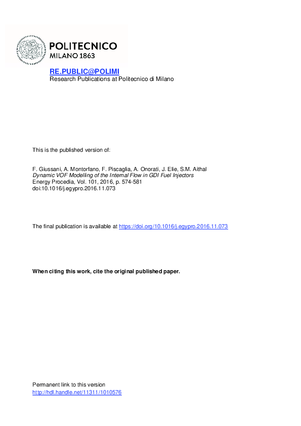 (PDF) Dynamic VOF Modelling of the Internal Flow in GDI Fuel Injectors