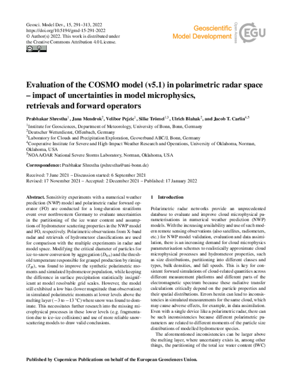 (PDF) Evaluation of the COSMO model (v5.1) in polarimetric radar space ...