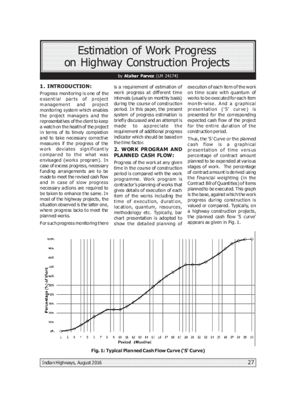 (PDF) ESTIMATION OF WORK PROGRESS ON HIGHWAY CONSTRUCTION PROJECTS