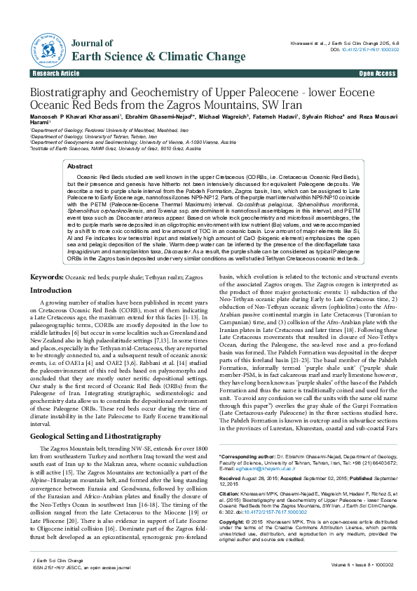 (PDF) Biostratigraphy and Geochemistry of Upper Paleocene - lower ...