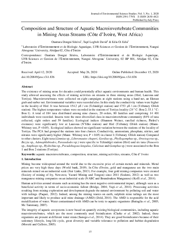 (PDF) Composition and Structure of Aquatic Macroinvertebrate ...