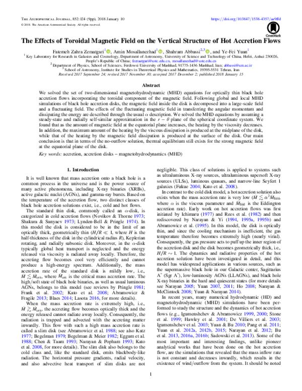 (PDF) The Effects of Toroidal Magnetic Field on the Vertical Structure ...
