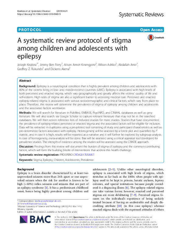 (PDF) A systematic review protocol of stigma among children and ...