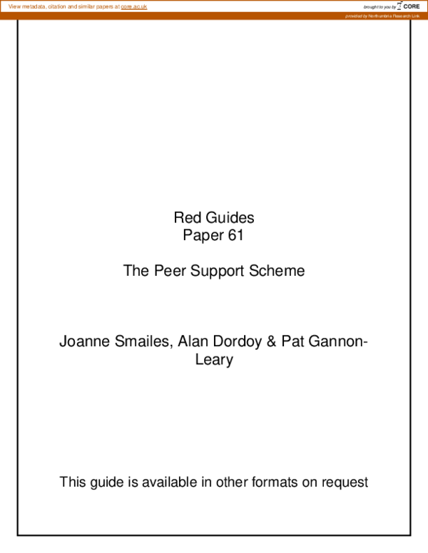 (PDF) Red Guide 61: The Peer Support Scheme
