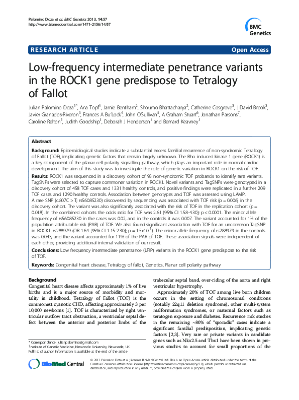 (PDF) Low-frequency intermediate penetrance variants in the ROCK1 gene ...