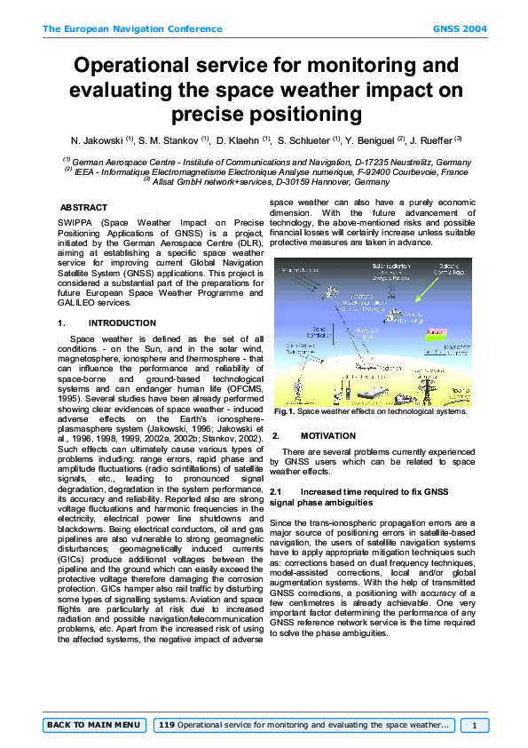 (PDF) Operational service for monitoring and evaluating the space ...