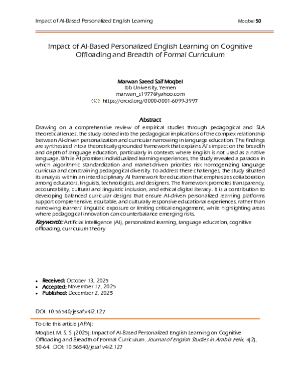 (PDF) Impact of AI-Based Personalized English Learning on Cognitive ...