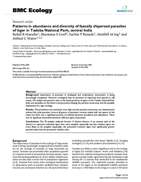 (PDF) Patterns in abundance and diversity of faecally dispersed ...