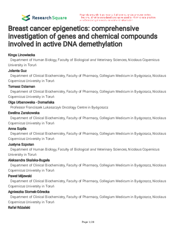 (PDF) Breast cancer epigenetics: comprehensive investigation of genes ...