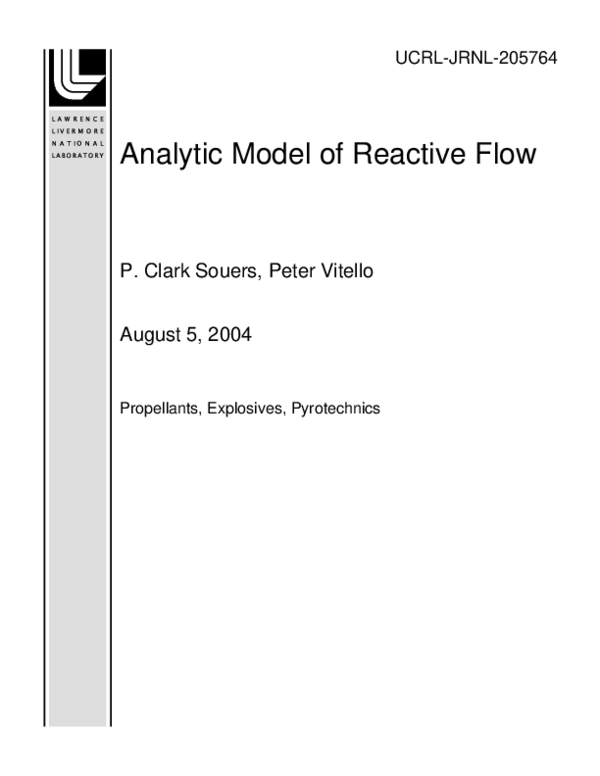 (PDF) Analytic Model of Reactive Flow
