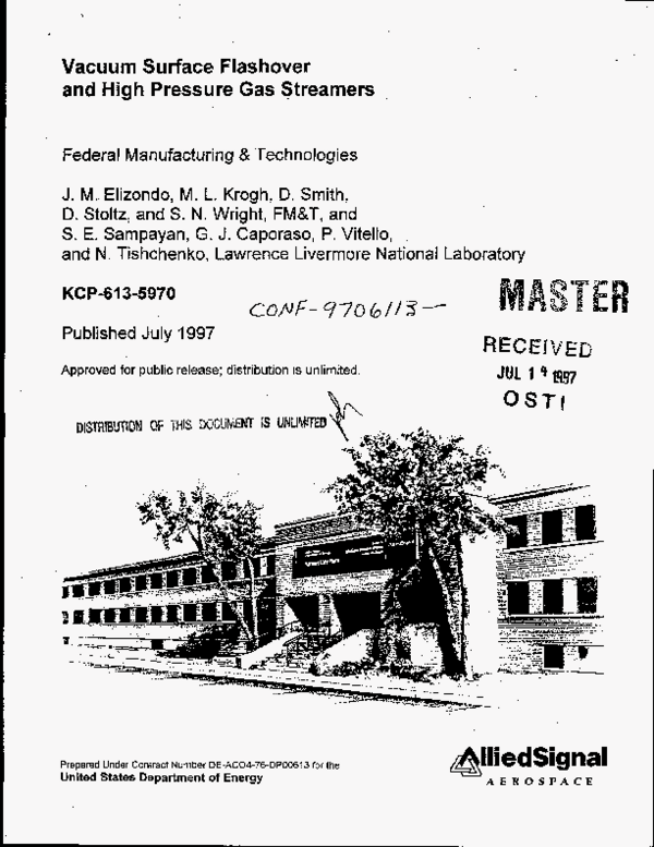 (PDF) Vacuum surface flashover and high pressure gas streamers