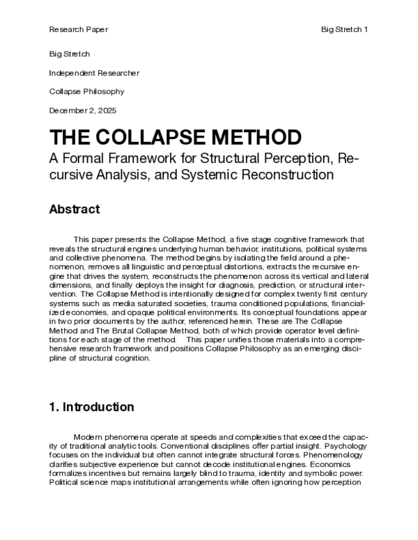 (PDF) THE COLLAPSE METHOD A Formal Framework for Structural Perception ...