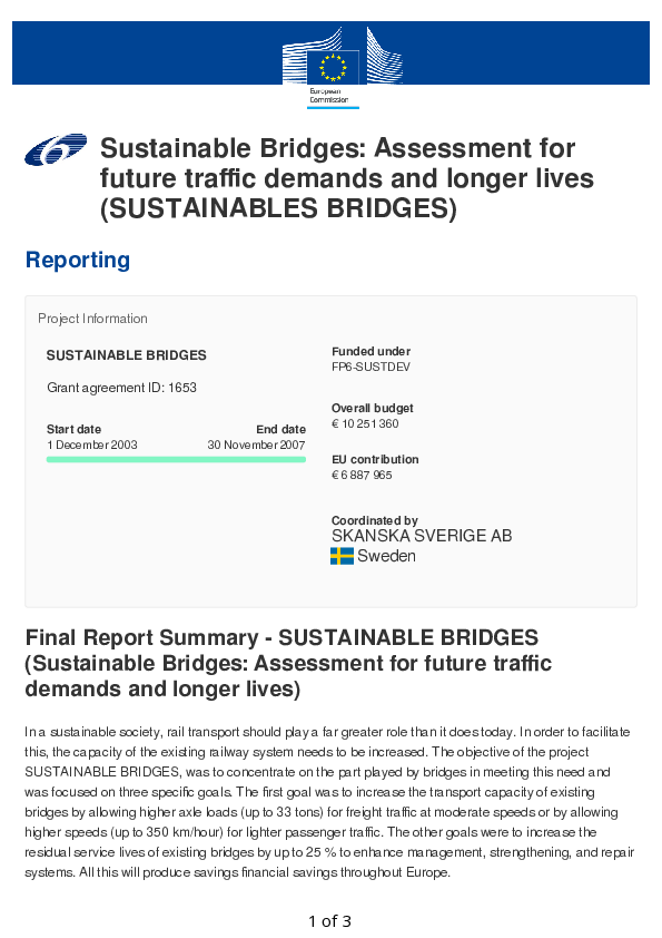(PDF) Sustainable bridges : assessment for future traffic demands and ...
