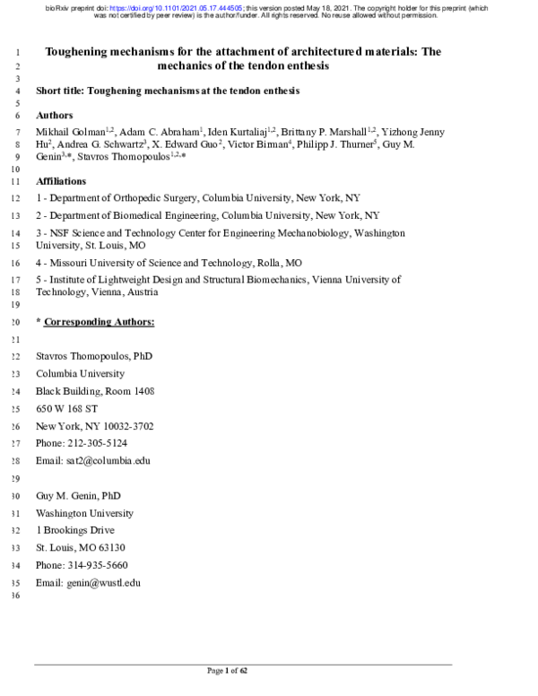 (PDF) Toughening mechanisms for the attachment of architectured ...