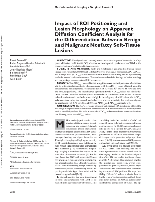 (PDF) Impact of ROI Positioning and Lesion Morphology on Apparent ...