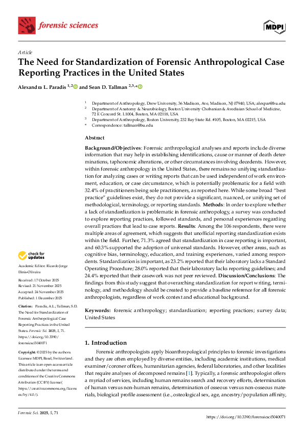 (PDF) The Need for Standardization of Forensic Anthropological Case ...