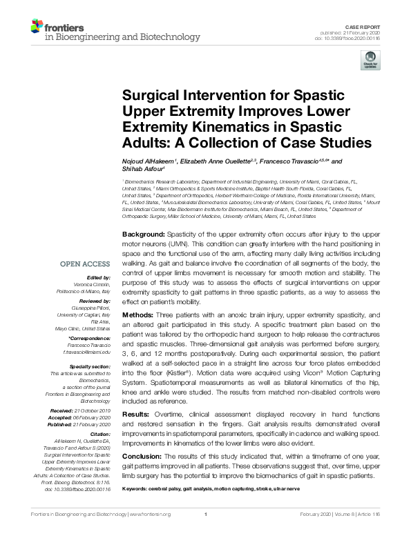 (PDF) Surgical Intervention for Spastic Upper Extremity Improves Lower ...