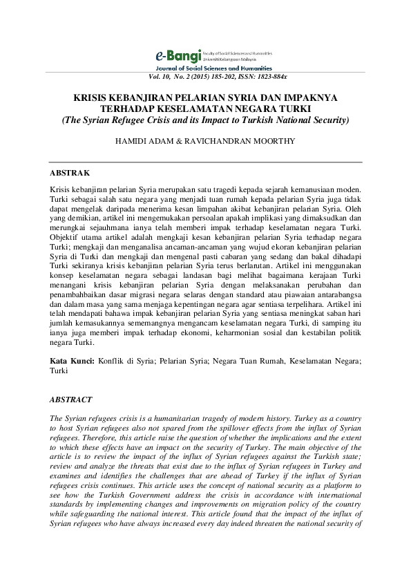 (PDF) KRISIS KEBANJIRAN PELARIAN SYRIA DAN IMPAKNYA TERHADAP ...